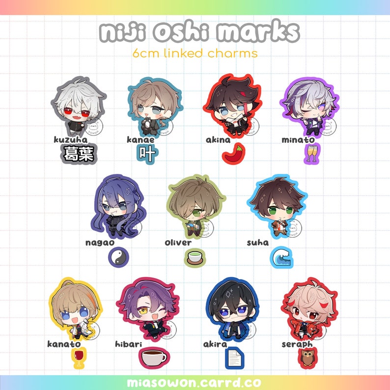 B-grade NIJISANJI EN & JP Oshi-mark Charms - Etsy