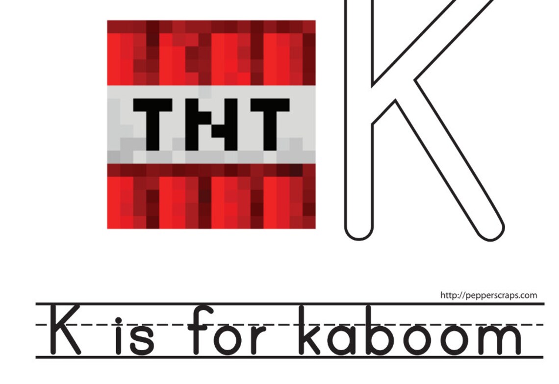 Preschool Kindergarten Minecraft Handwriting Practice Sheets - Etsy