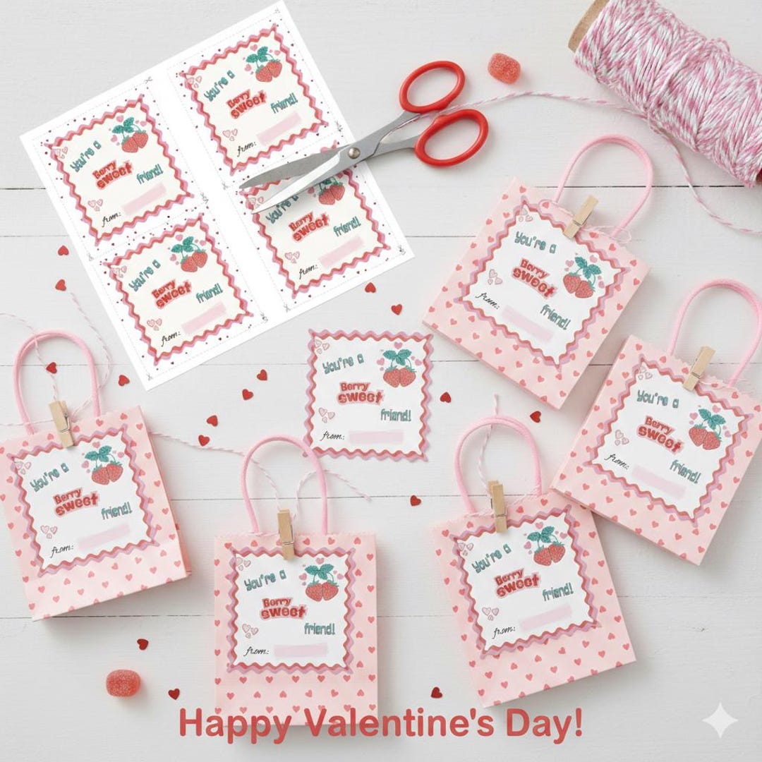 Fruit Snack Valentine Tags | Berry Sweet Classroom Treat (PDF Download ...