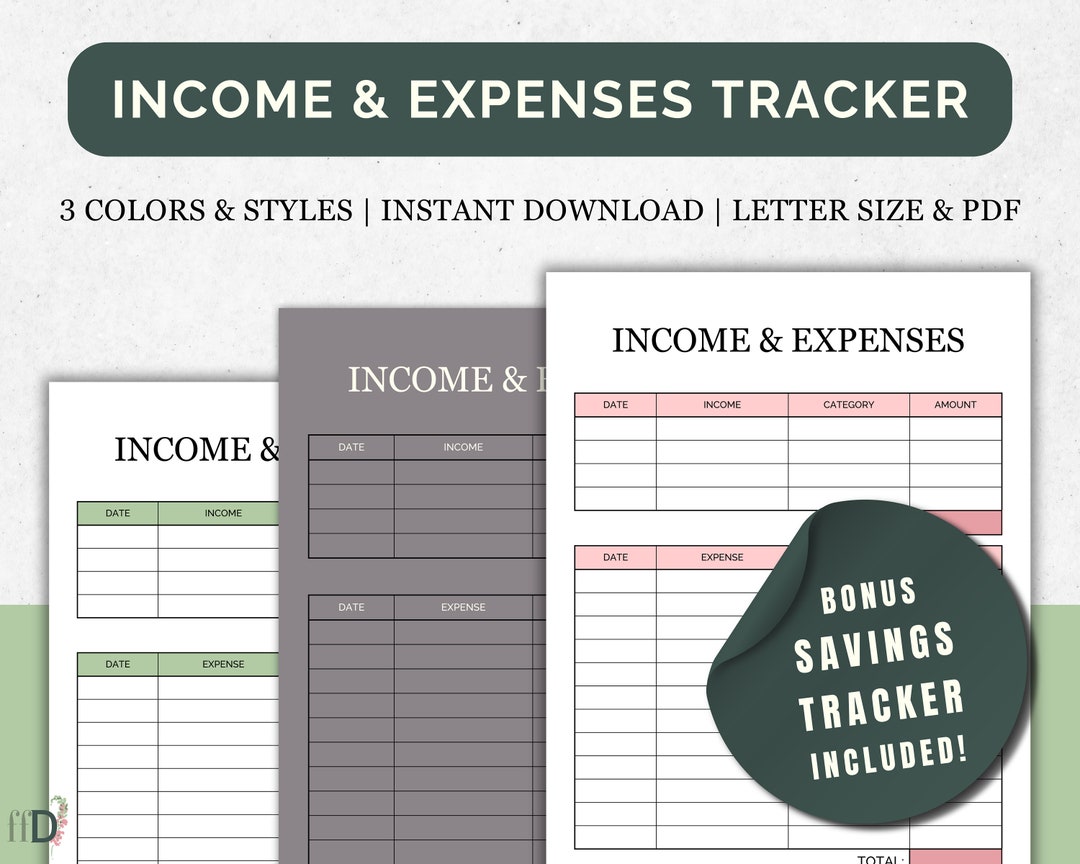 Income and Expense Tracker, Budget Tracker, Bullet Journal Template ...