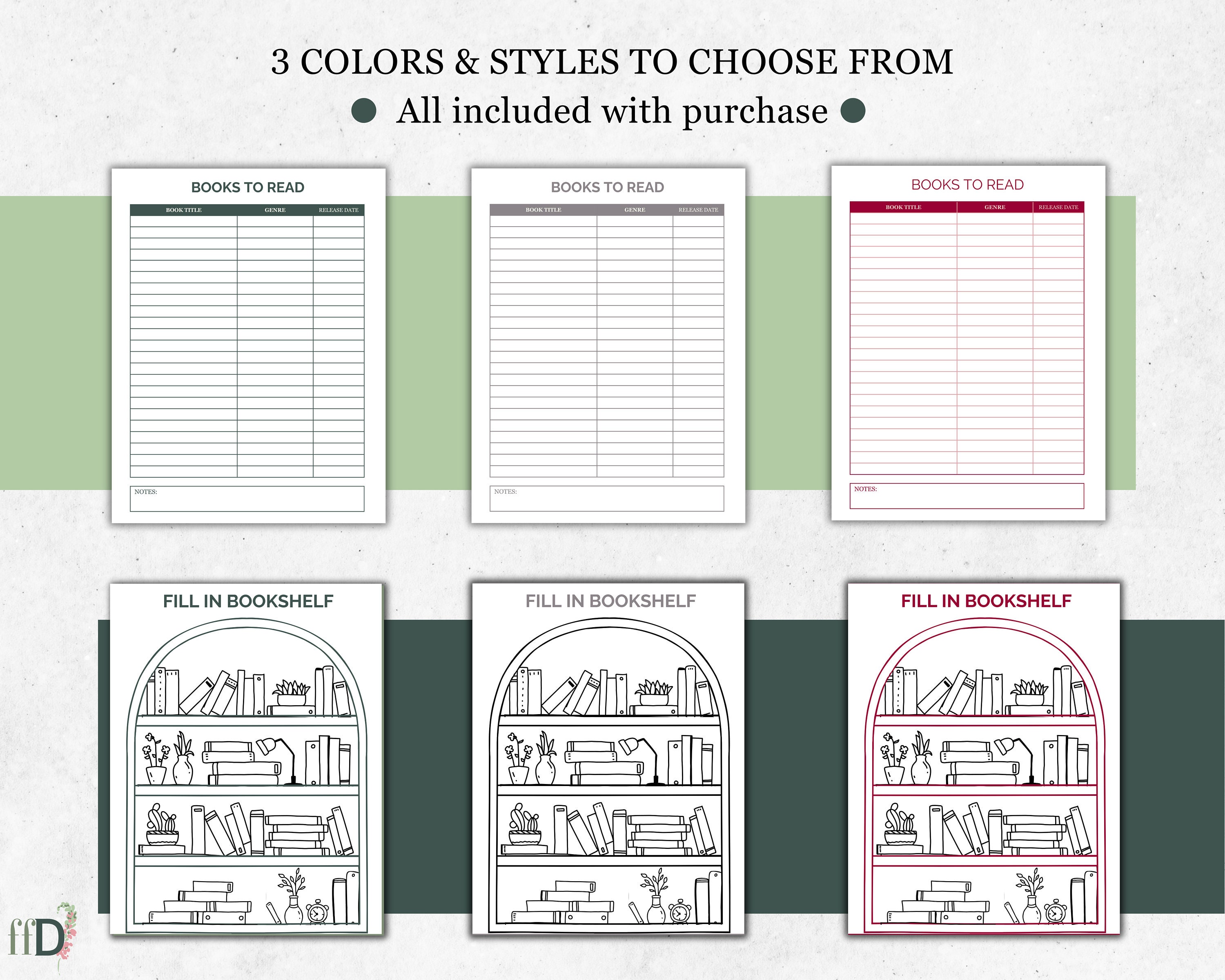 Printable Book Tracker, Fillable Reading Tracker, Printable Bookshelf ...