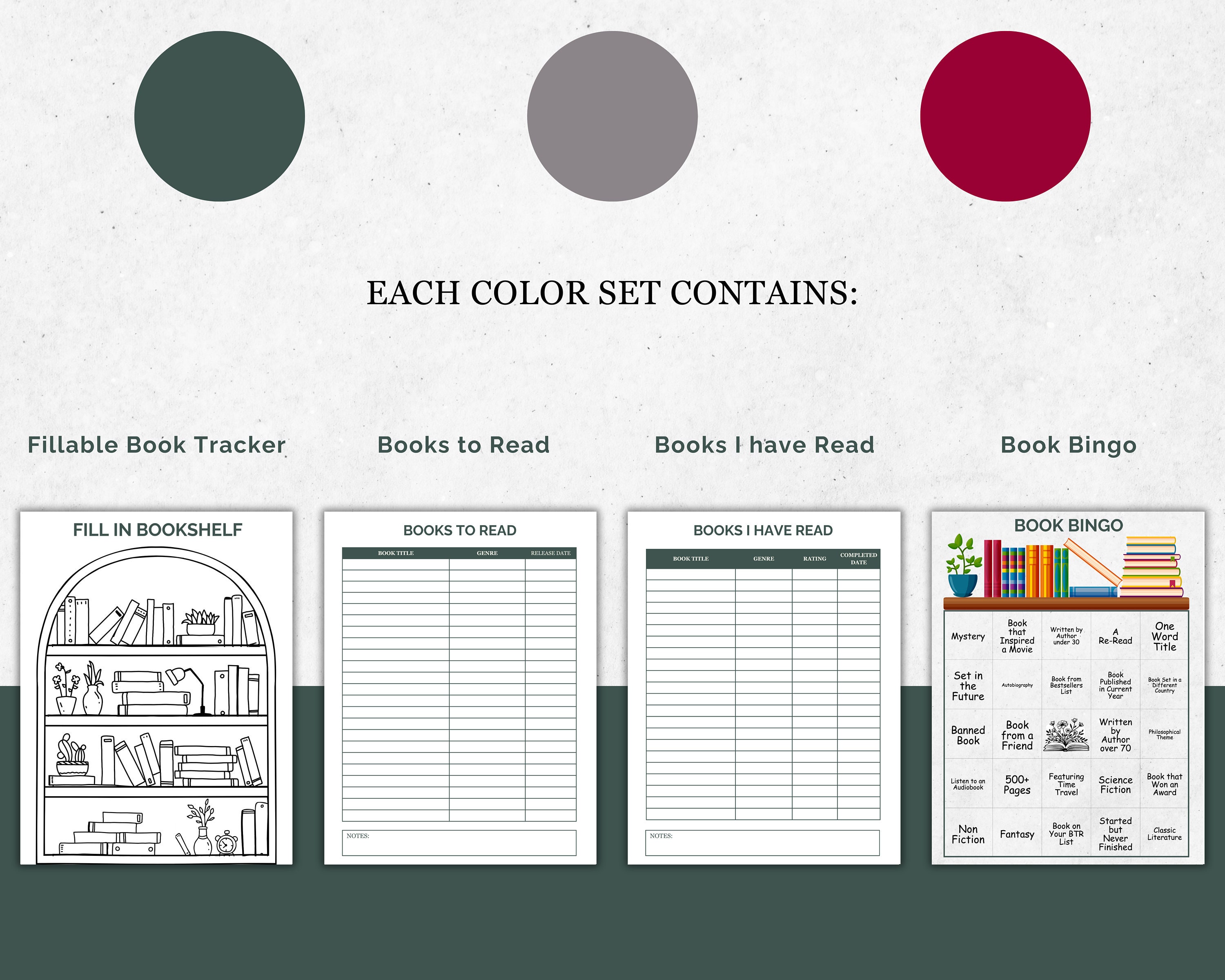 Printable Book Tracker, Fillable Reading Tracker, Printable Bookshelf ...