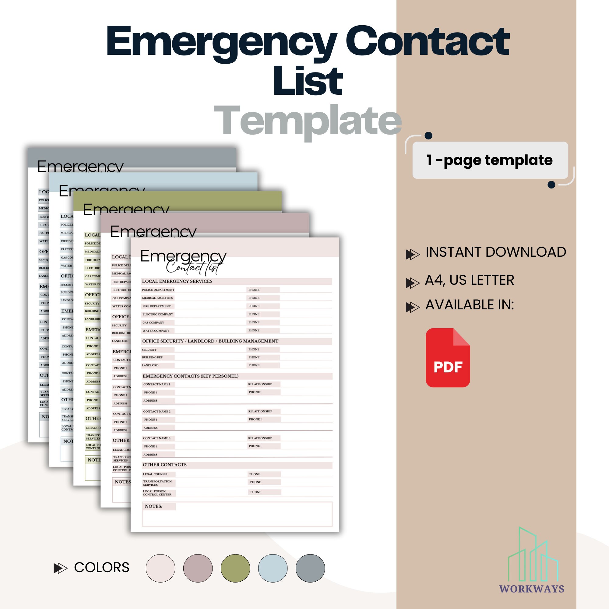 Emergency Contacts List | Emergency Contact | Emergency Contact Info - Etsy