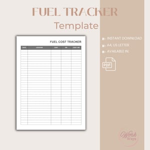 Fuel Cost Tracker Printable Template | Fuel Expense Tracker | Fuel ...