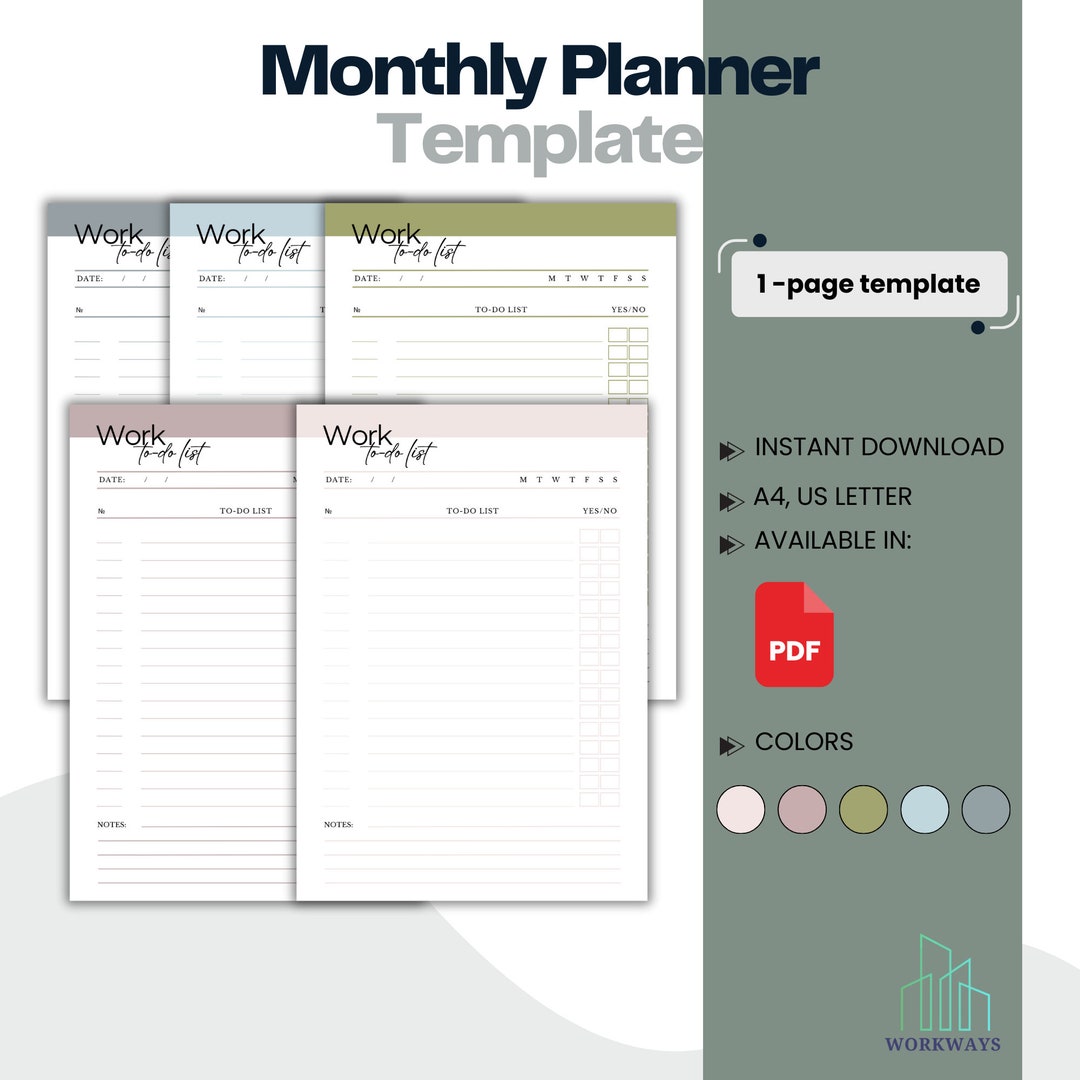 Printable Work to Do List Task Tracker to Do List Template Task Planner ...