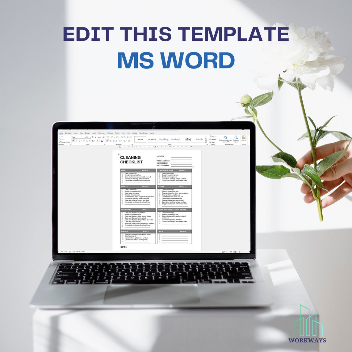 Cleaning Checklist Template | Cleaning Schedule | Professional Cleaning ...