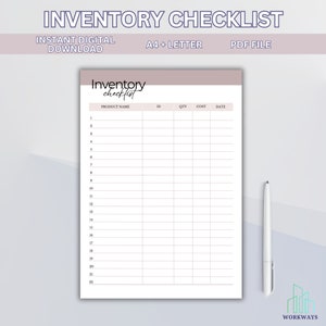 Inventory Checklist | Inventory Template Printable | Inventory Tracker ...