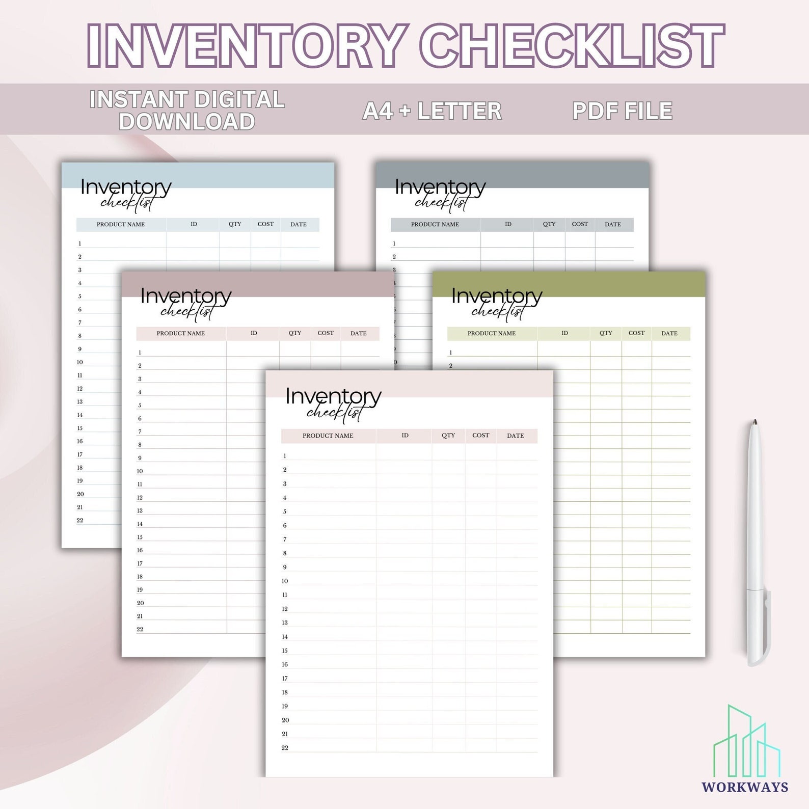 Inventory Checklist | Inventory Template Printable | Inventory Tracker ...