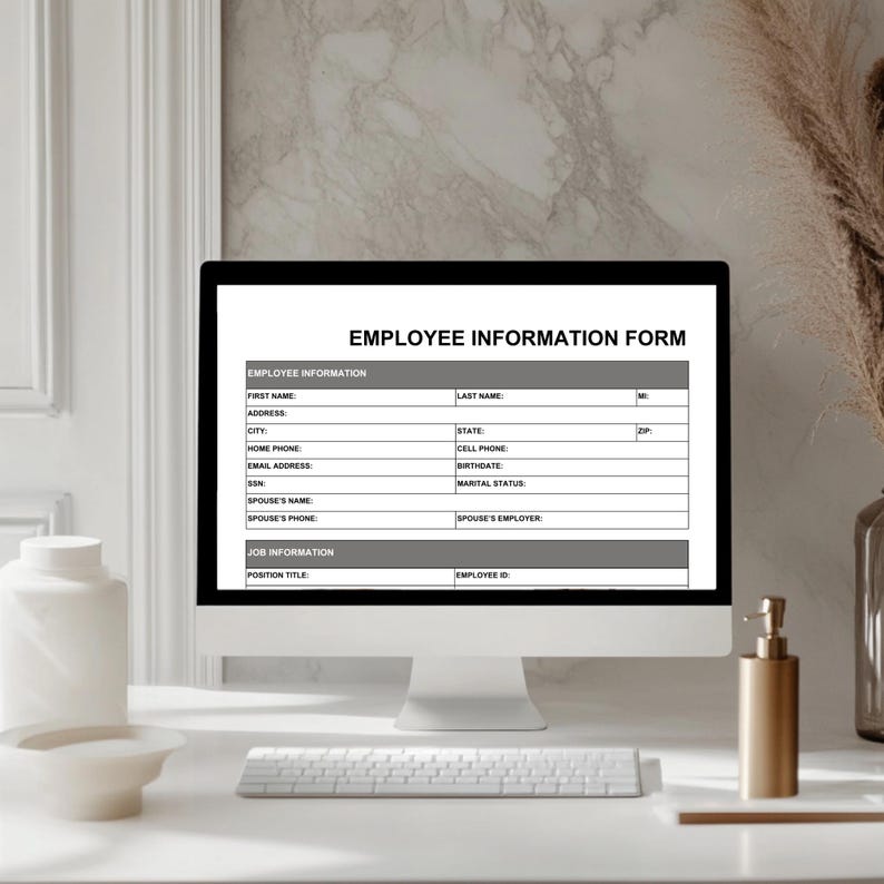 Employee Information Form Template (instant Download) - Etsy