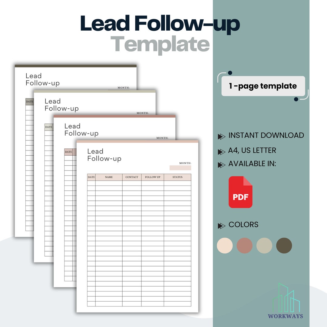 Lead Follow up | Clients Tracker | Customer Follow UPS | Printable ...
