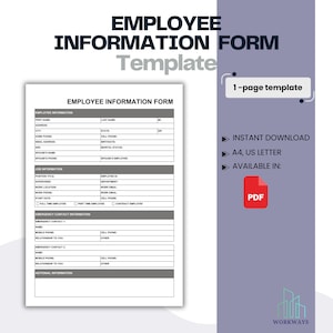 Printable Employee Information Form | New-hire Form | HR Template ...