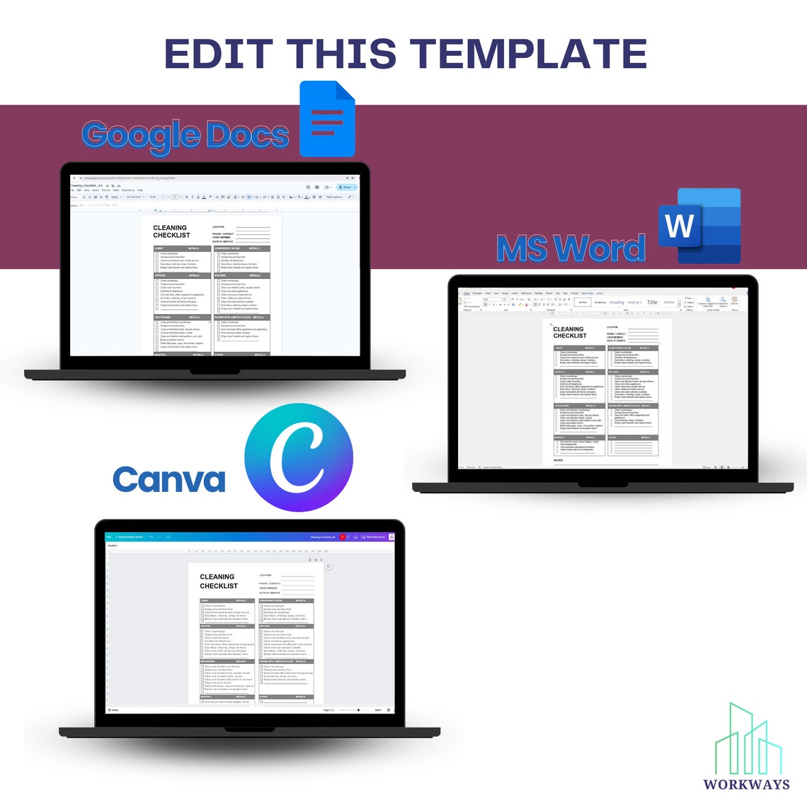 Cleaning Checklist Template Cleaning Schedule Professional Cleaning ...