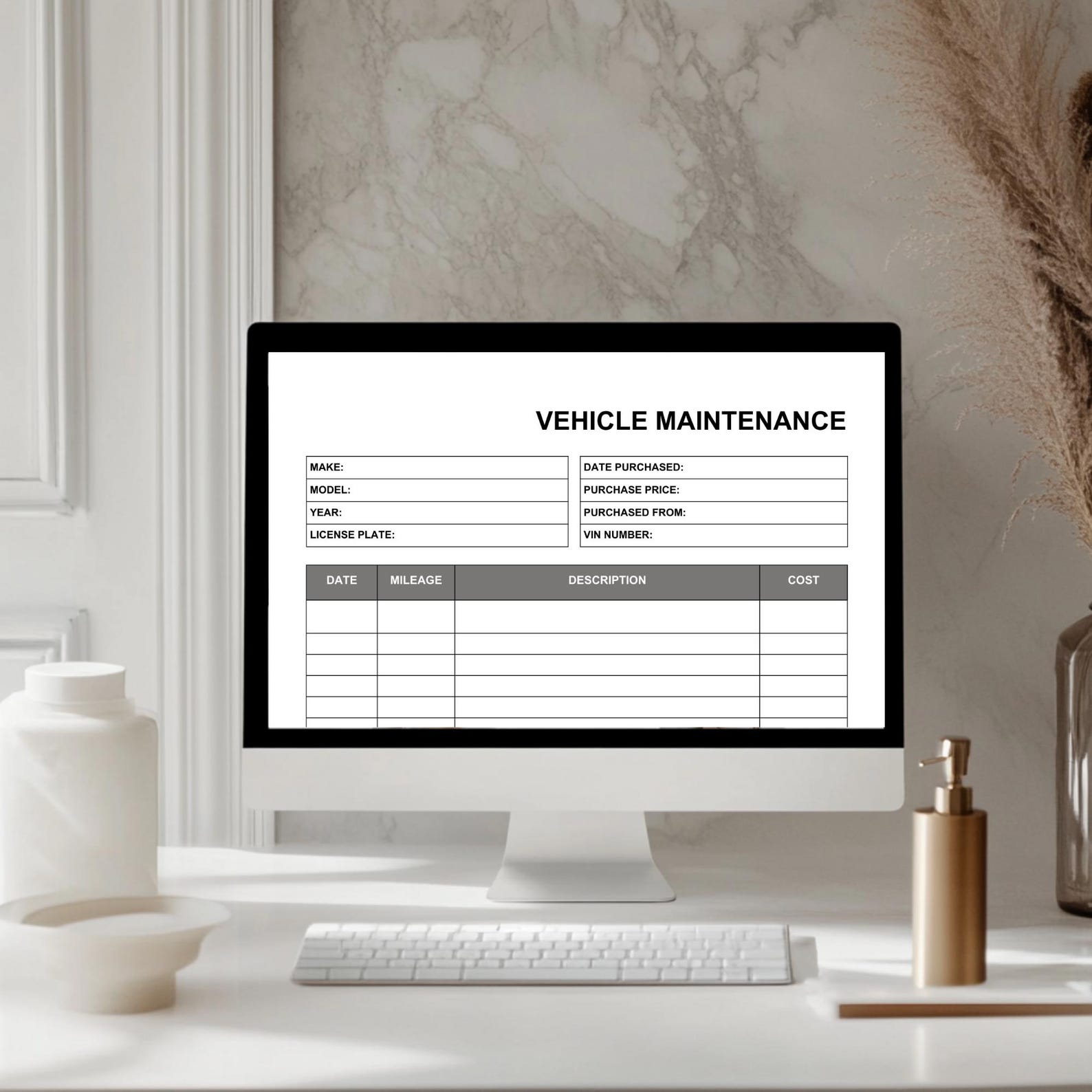 Printable Vehicle Maintenance Template | Car Repair Log| Car ...