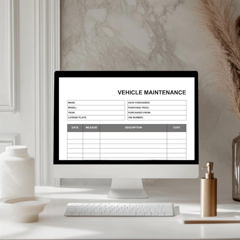 Printable Vehicle Maintenance Template | Car Repair Log| Car ...
