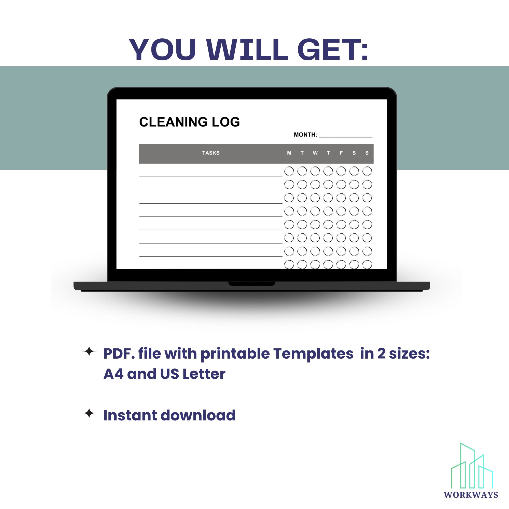 Cleaning Log Template Cleaning Checklist Cleaning Tracker Printable ...