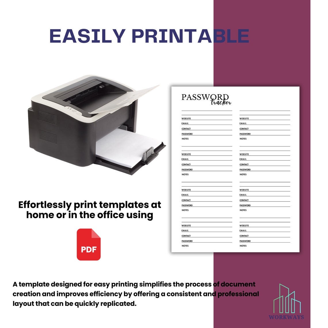 Password Tracker Printable Template | Password Book | Password Log ...