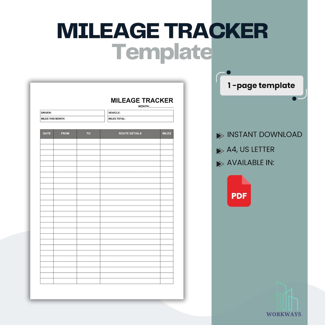 Vehicle Mileage Tracker Printable Template Car Mileage Tracker Mileage ...