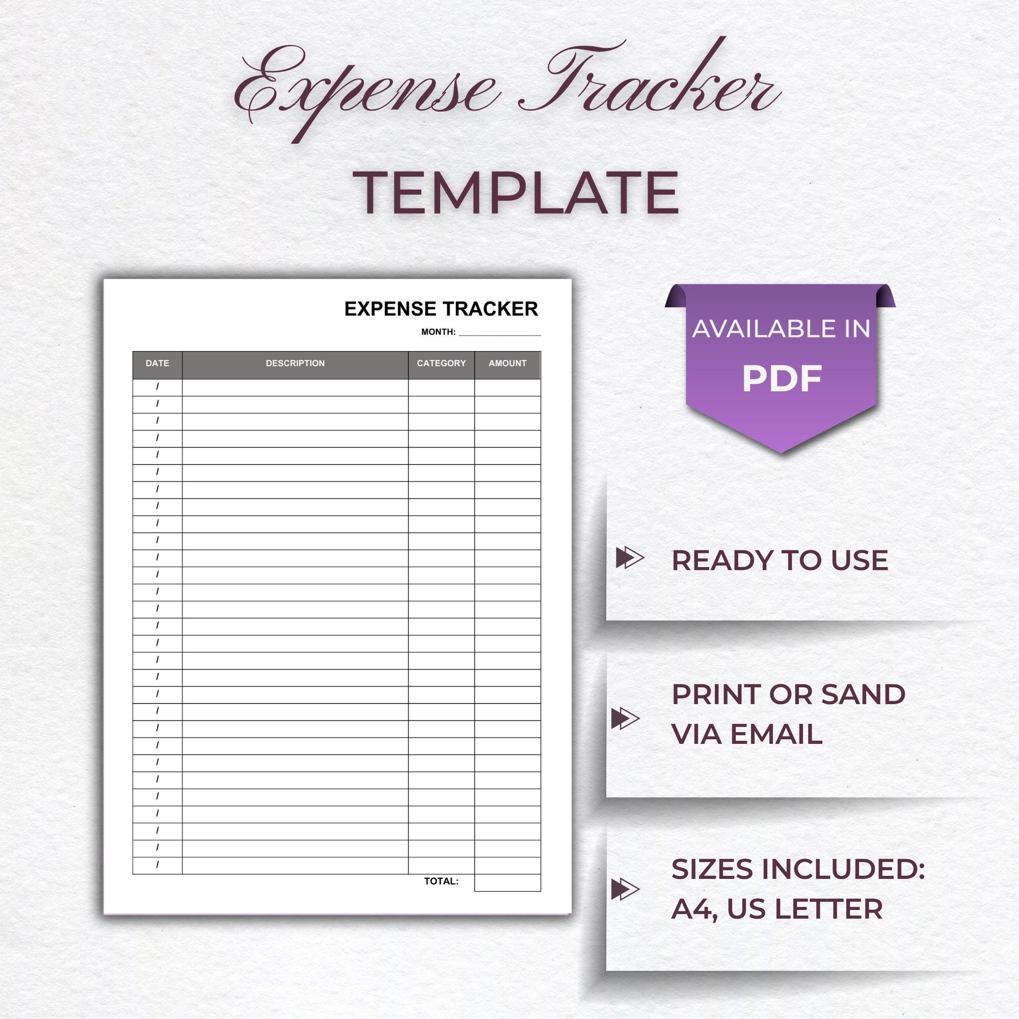 Printable Expense Tracker Template: A4, US Letter (PDF Download) - Etsy