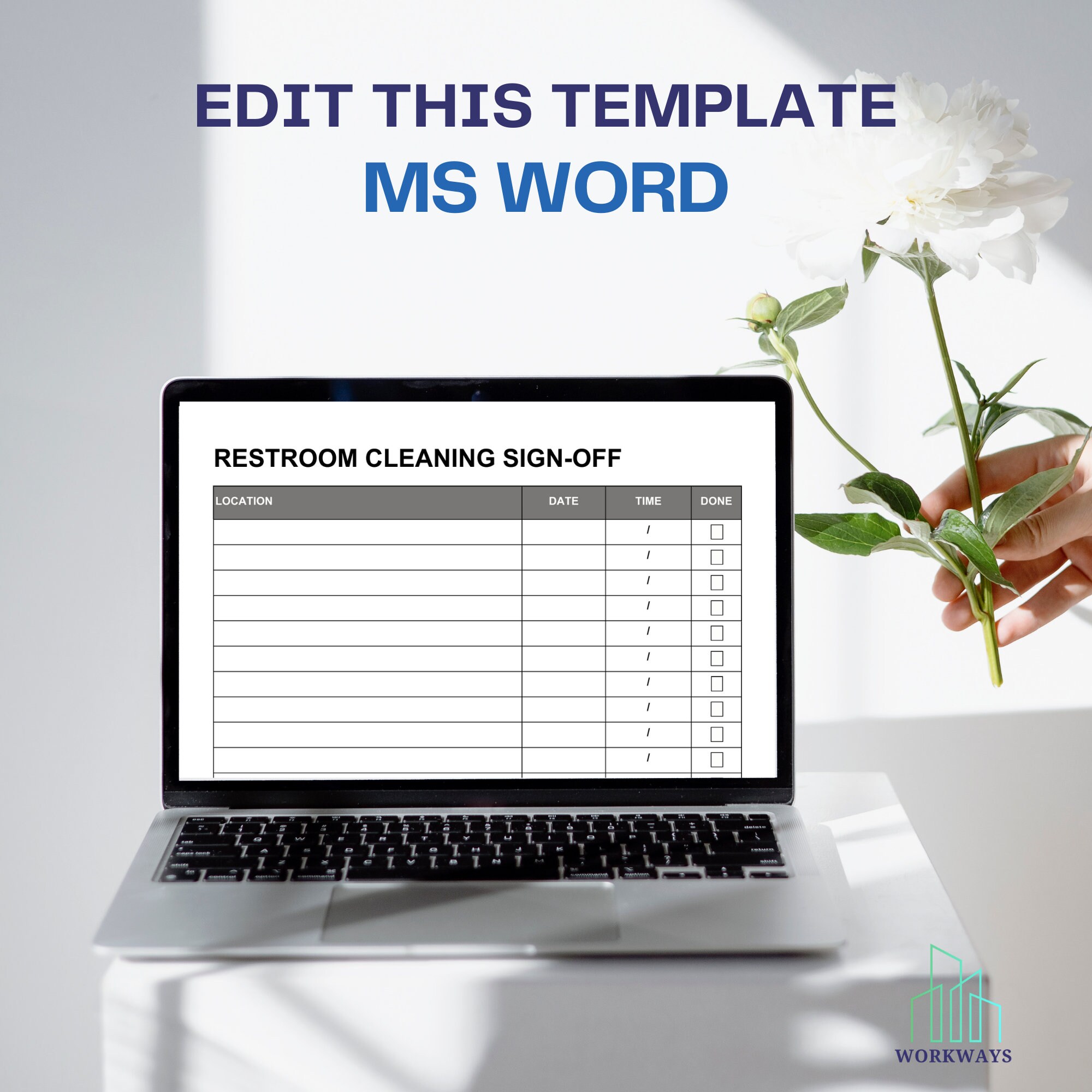 Restroom Cleaning Sign-off Template: Editable Cleaning Log (digital ...