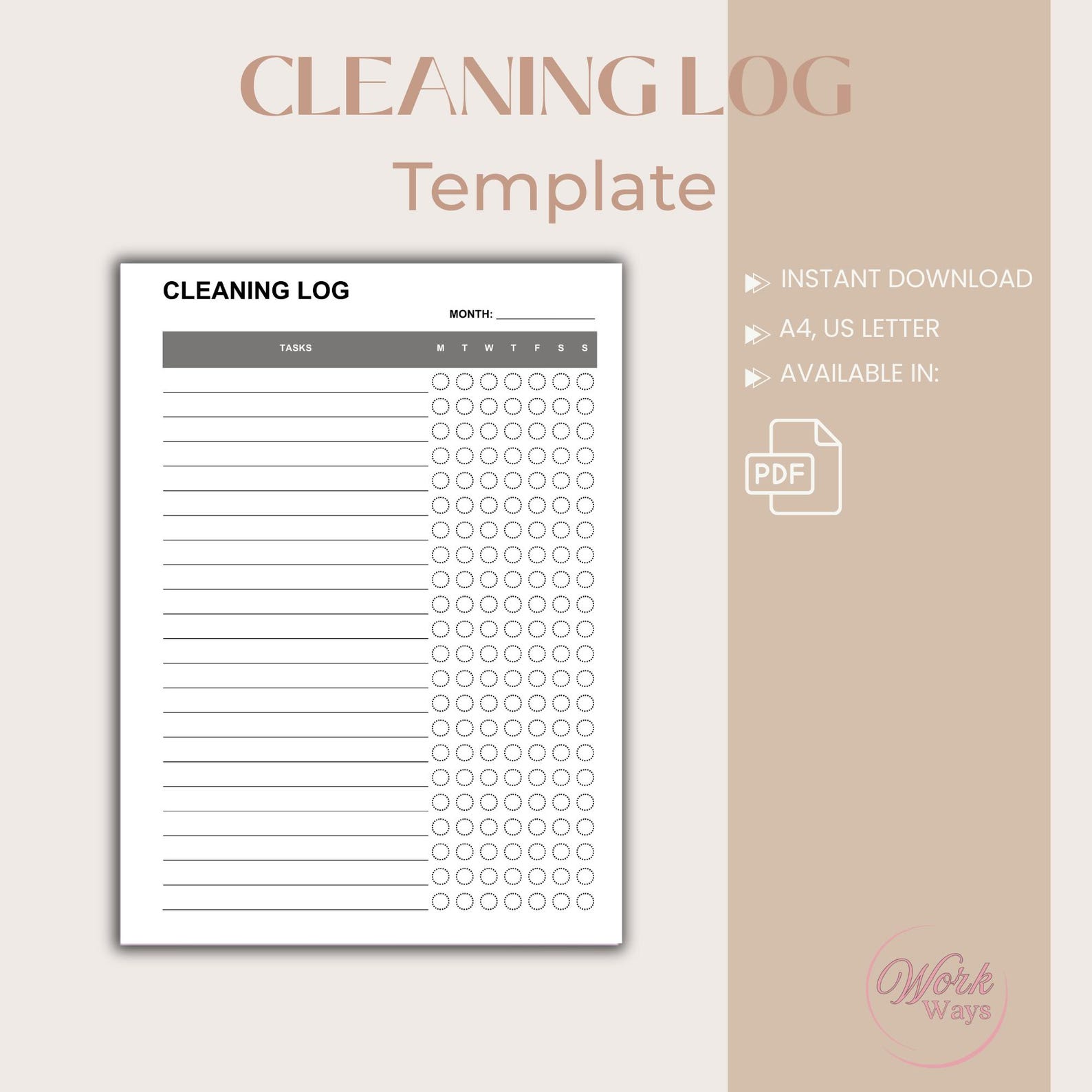 Cleaning Log Template | Cleaning Checklist | Cleaning Tracker ...