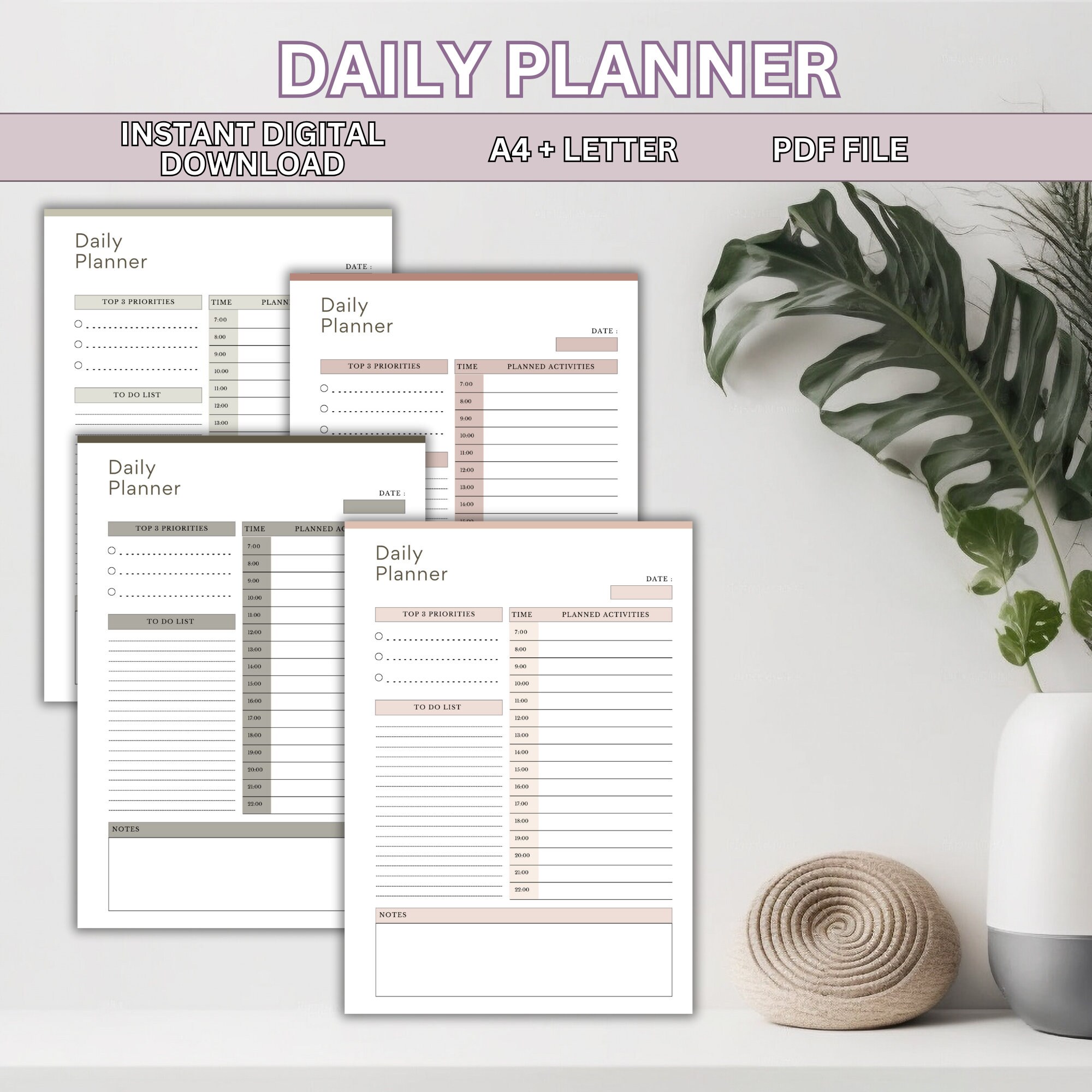 Daily Planner Daily Plan Template Printable to Do List - Etsy