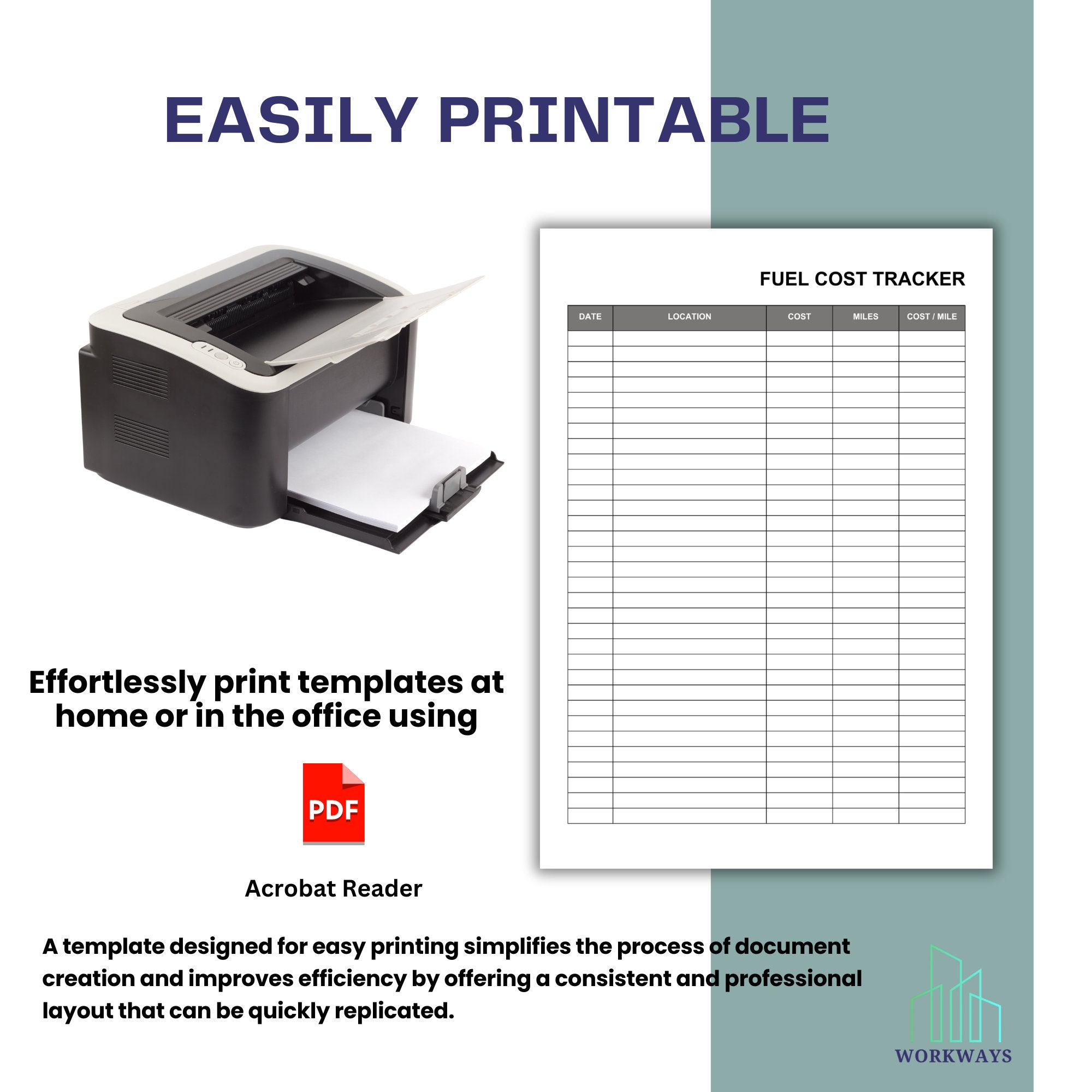 Fuel Cost Tracker Printable Template Fuel Expense Tracker Fuel ...