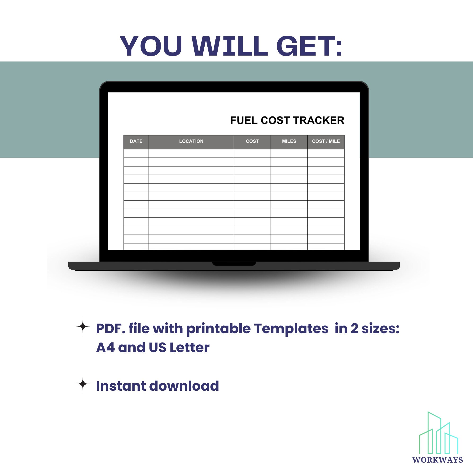 Fuel Cost Tracker Printable Template Fuel Expense Tracker Fuel ...