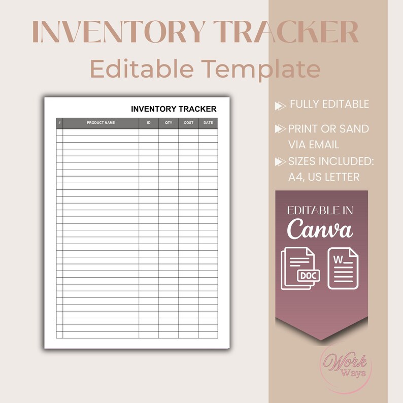 Inventory Tracker | Inventory Sheet | Inventory Management | Editable ...