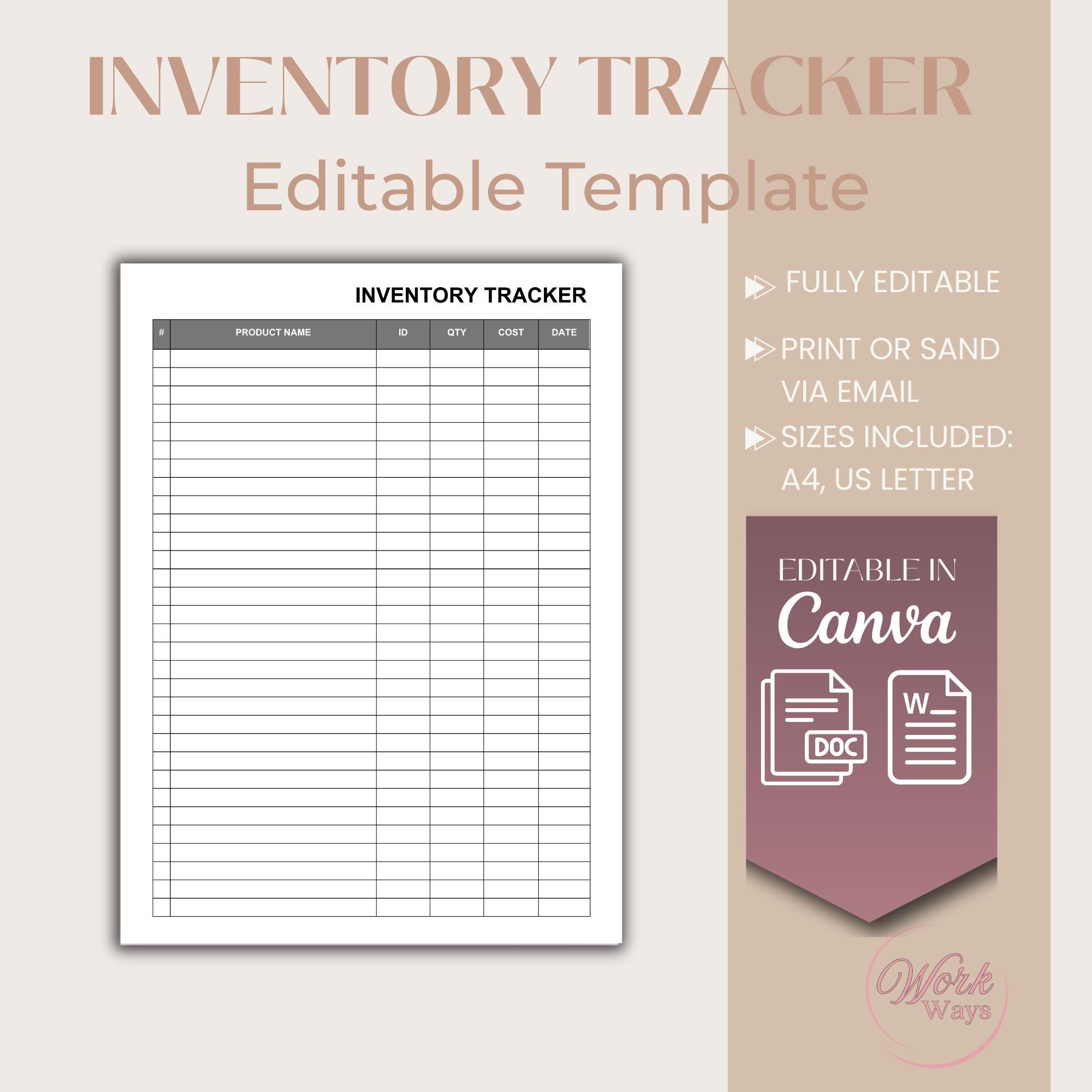 Inventory Tracker | Inventory Sheet | Inventory Management | Editable ...