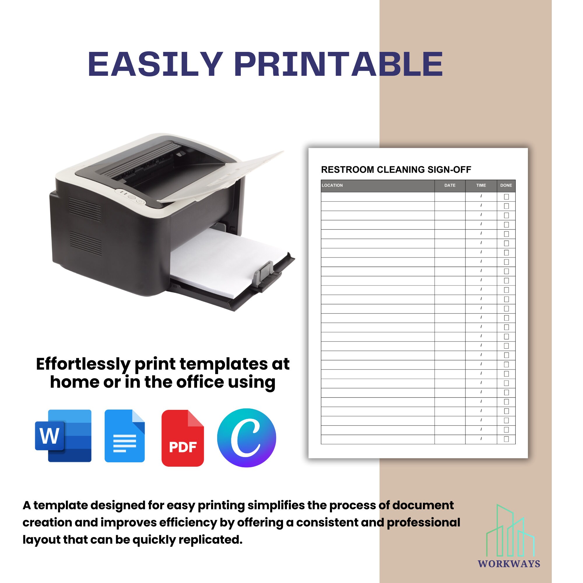 Restroom Cleaning Sign-off Template: Editable Cleaning Log (digital ...