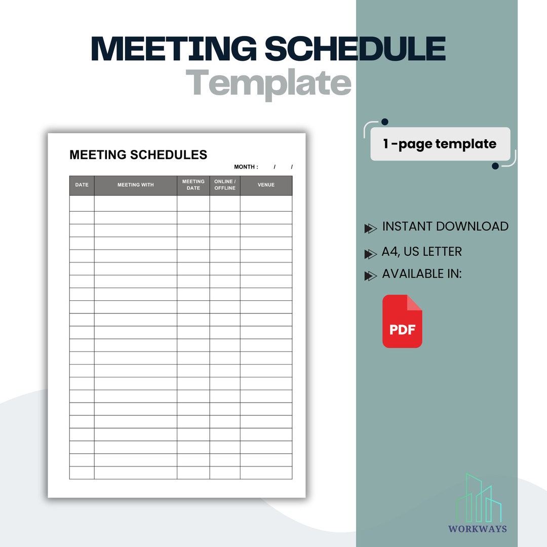 Meeting Tracker | Meeting Agenda List | Meeting Schedule | Printable ...