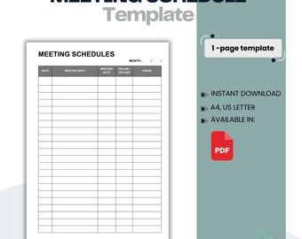 Weekly Meeting Tracker Printable Template Work, Social, Gym, Task ...