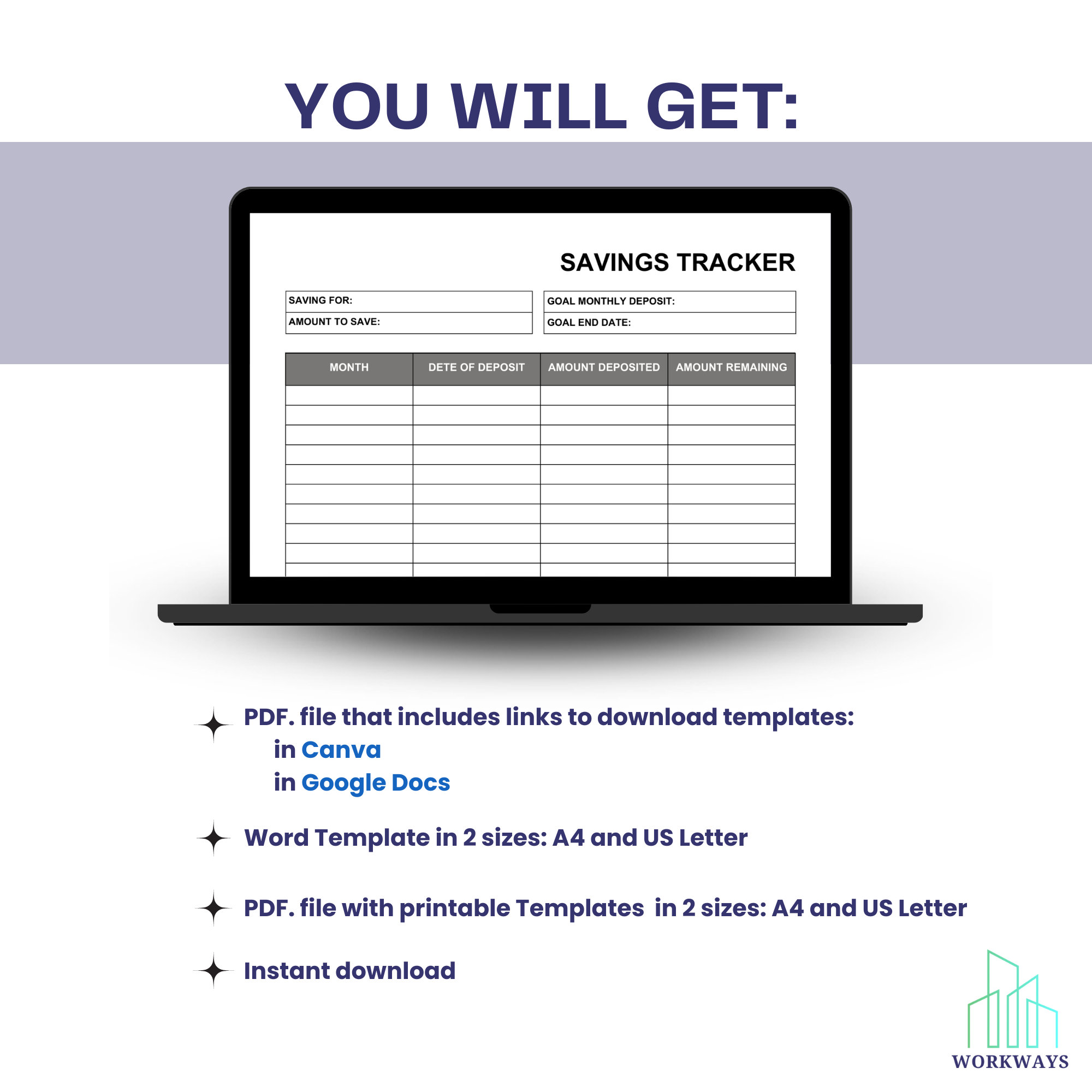 Savings Tracker | Savings Challenge | Saving Goal Plan | Money Saving ...