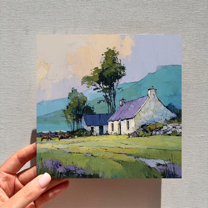 Ireland Painting: Irish Cottage With Horses Art, Original Impasto Oil ...