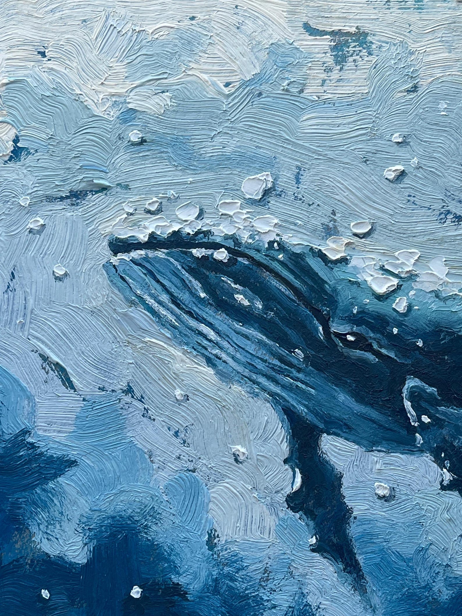 Humpback Whale Oil Painting Original Art Animals Artwork Marine Wall Decor Gifts for Him Small ...