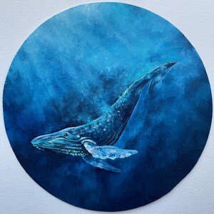 Humpback Whale Oil Painting Whale Original Art Animals Artwork Marine Wall Decor Gifts for Him ...
