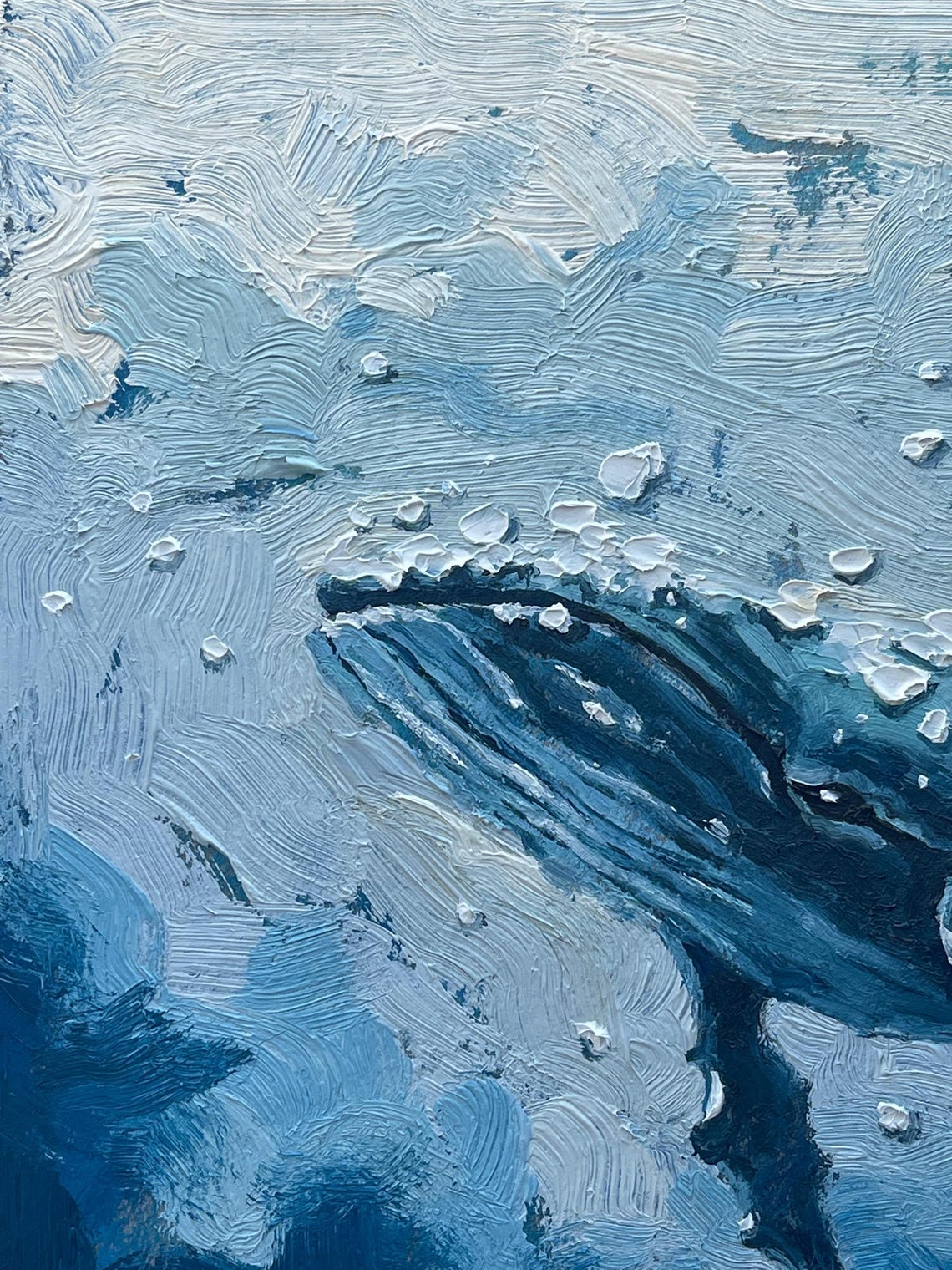 Humpback Whale Oil Painting Original Art Animals Artwork Marine Wall Decor Gifts for Him Small ...