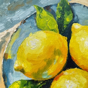 Lemon Oil Painting Original Art Small Painting Food Wall Art Still Life ...
