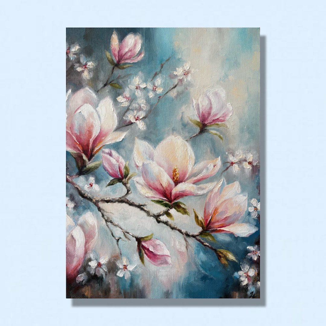 Magnolia Painting Original Oil Painting Spring Flowers Blooming Garden ...