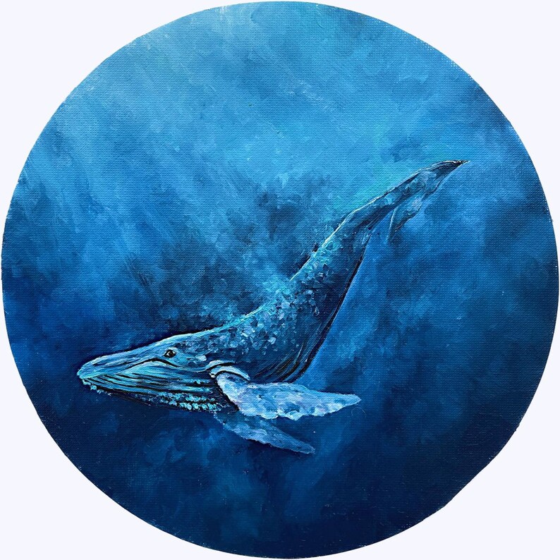Humpback Whale Oil Painting Whale Original Art Animals Artwork Marine Wall Decor Gifts for Him ...