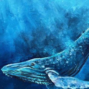 Humpback Whale Oil Painting Whale Original Art Animals Artwork Marine Wall Decor Gifts for Him ...