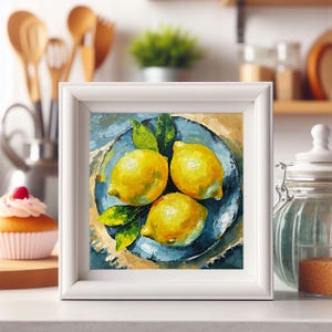 Lemon Oil Painting Original Art Small Painting Food Wall Art Still Life ...