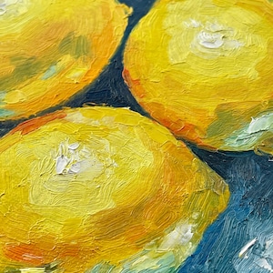 Lemon Oil Painting Original Art Small Painting Food Wall Art Still Life ...