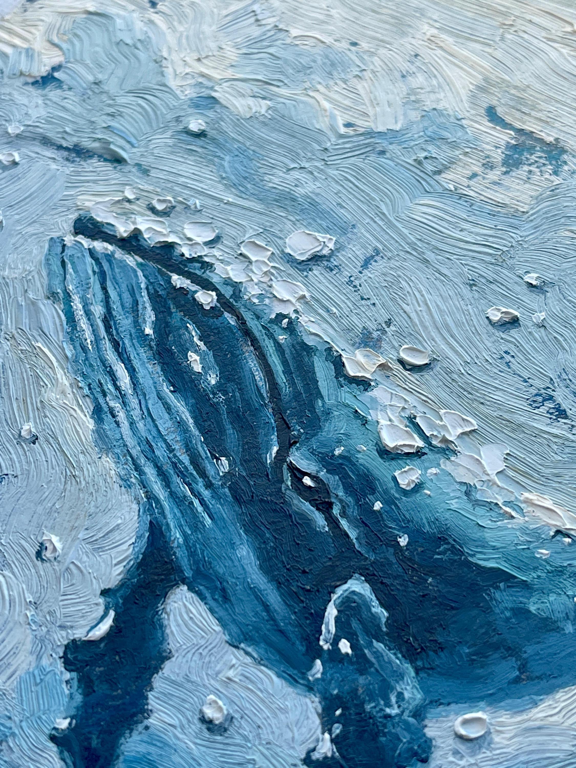 Humpback Whale Oil Painting Original Art Animals Artwork Marine Wall Decor Gifts for Him Small ...