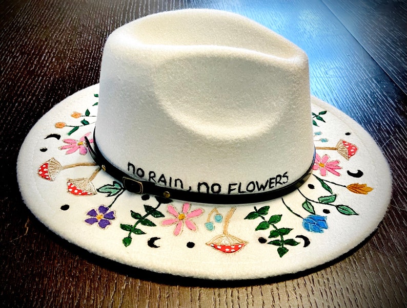 Hand Painted Floral Fedora Hat - Etsy