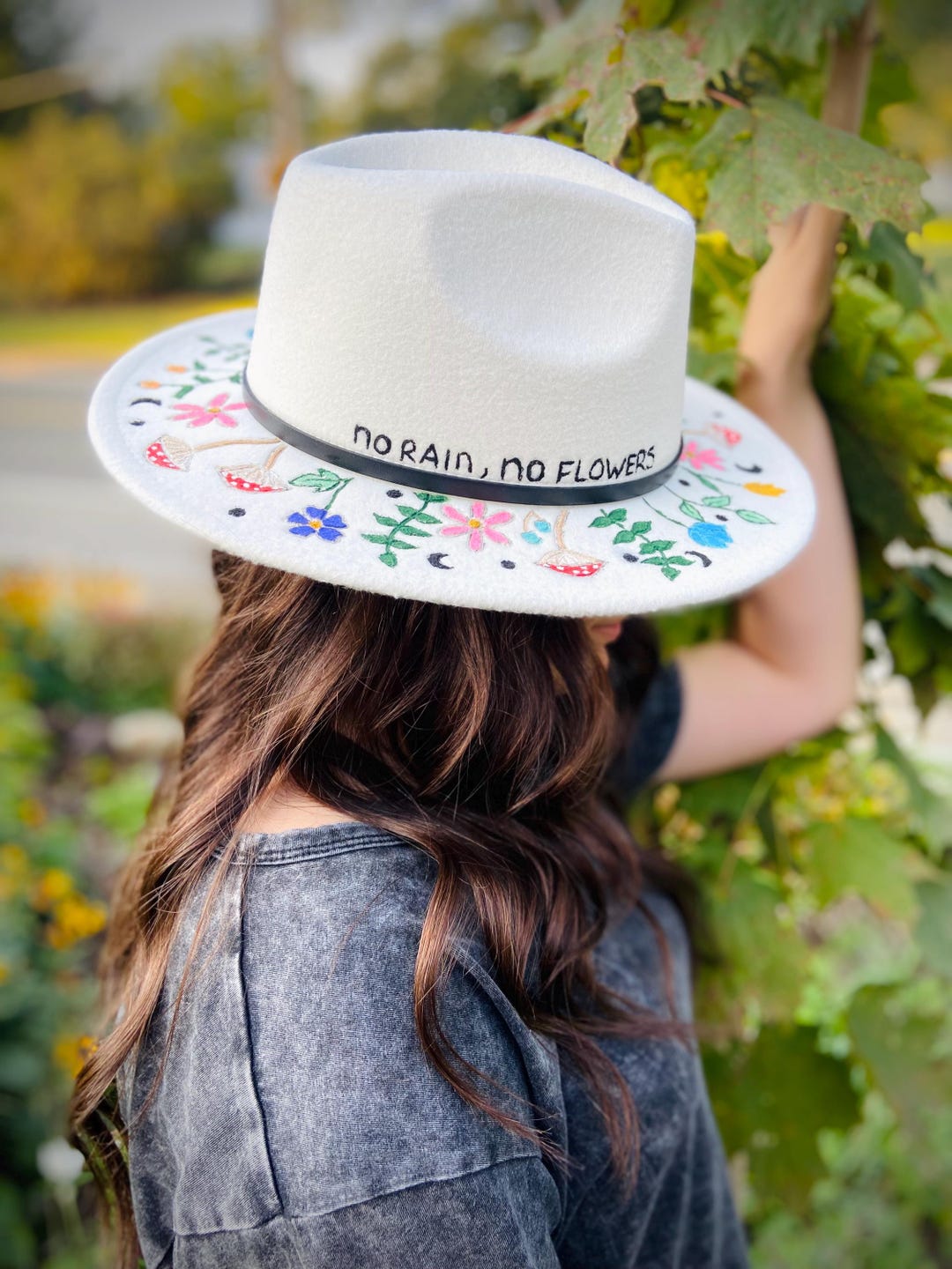 Hand Painted Floral Fedora Hat - Etsy