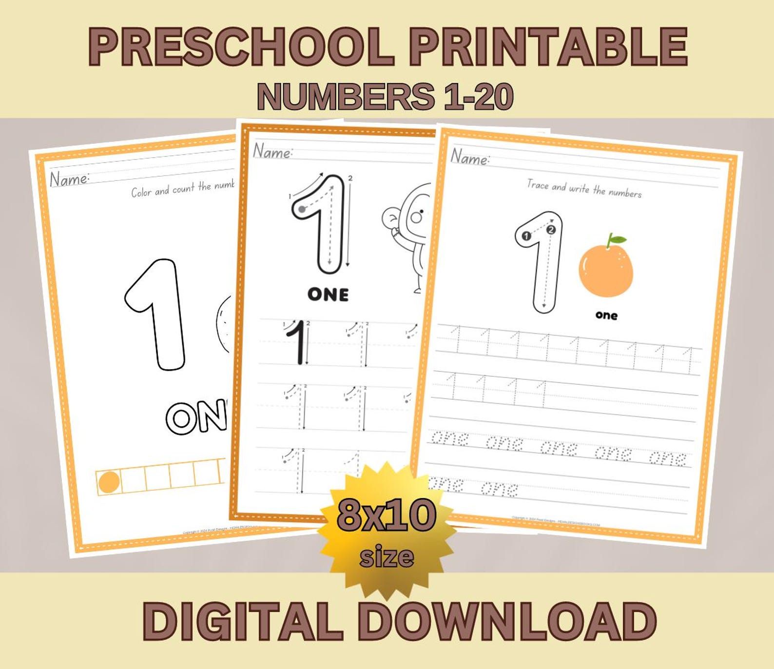 Printable Number Tracing Worksheets 1-20, Traceable Numbers, Preschool ...