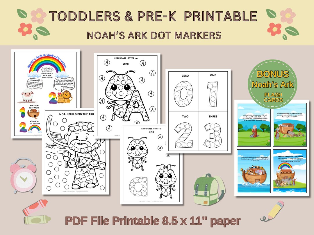 Printable Noah's Ark & God's Promise Dot Markers, Christian Dot Markers ...