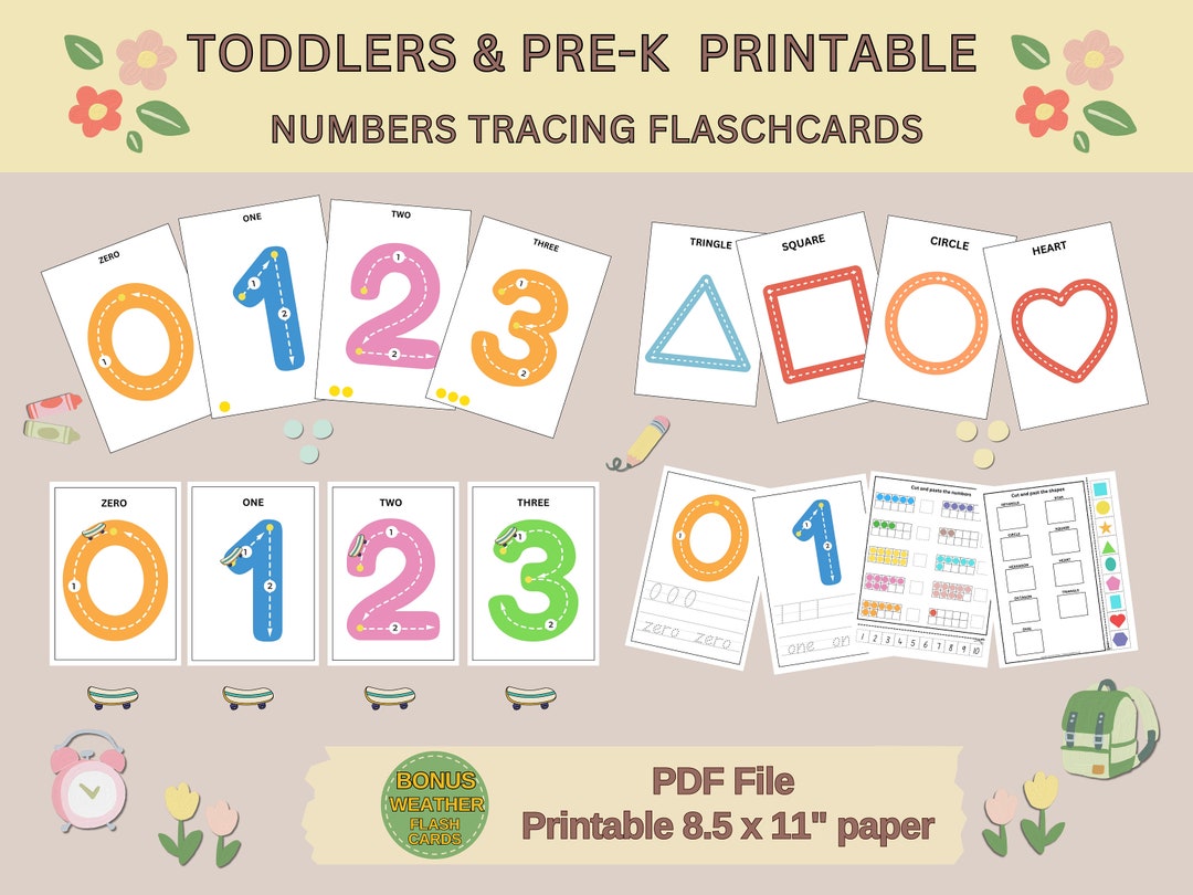 Printable Numbers Flashcards 0-10, Tracing Numbers and Shapes ...