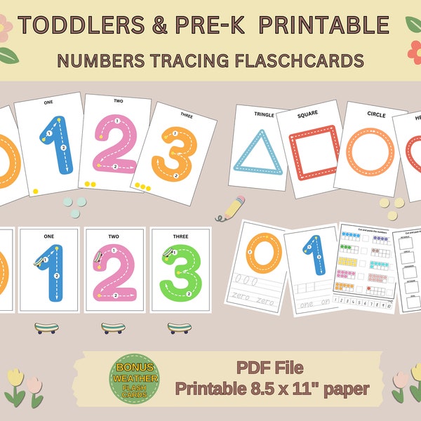 Printable Number Tracing Worksheets 1-20, Traceable Numbers, Preschool ...